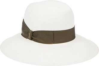 Borsalino Femme, Accessoires, Blanc, Taille: S Chapeau de paille vert &agrave; large bord