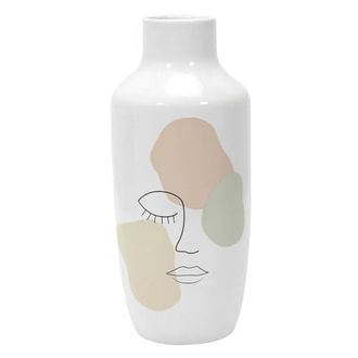 The Home Deco Factory HD9109 Vase en C&eacute;ramique Poesie Formelle, Design Contemporain, Objet D&eacute;co Polyvalent pour Fleurs ou D&eacute;coration, H29 cm, Blanc, Rose, Vert, Noir