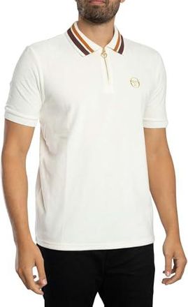 Sergio Tacchini Homme Polo Mahony en Velours avec Fermeture &Eacute;clair 1/4, Gardenia/Gold, XL