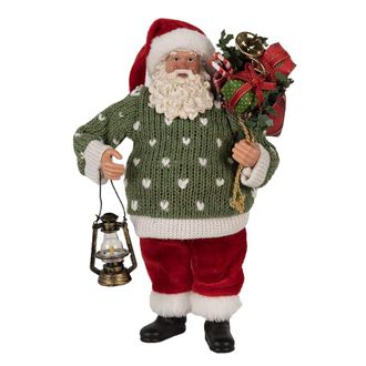 Clayre & Eef Weihnachtsfigur Weihnachtsmann mit Laterne und Geschenken 13x10xH27 cm