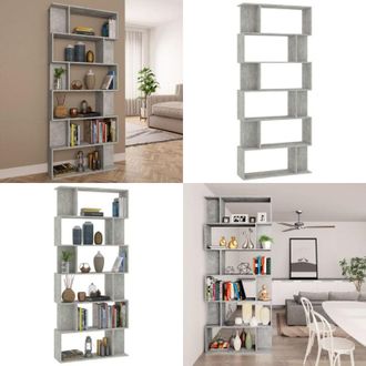 vidaXL Vidaxl - B&uuml;cherregal/Raumteiler Betongrau 80x24x192 cm Holzwerkstoff - B&uuml;cherregal - Regal - Holzm&ouml;bel - Beton Grau - Raumteiler - Home & Living
