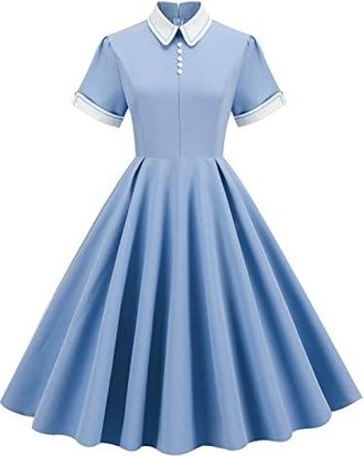 Generic PINTUTU Robe A Pois Femme Robe Vintage Tenue Blanche Femme Robe Cocktail Mariag Mousseline Robe De Mariage Femme Robe Trapèze Femme Robe Vintage Année