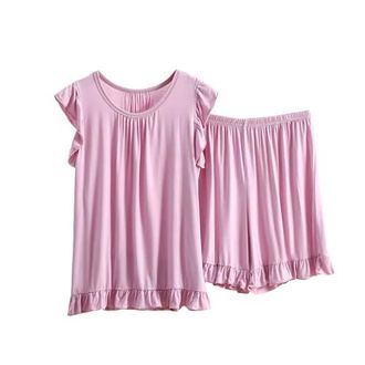 Generic Ensemble Short Femme 2 Pcs Ensemble Pajama Summer Lingerie Loungewear Basics Adulte Salon Set Pajamas Shirt Manches Courtes Pyjashort Vêtements Blanc 