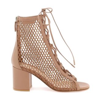 Gianvito Rossi Durchbrochene Strick Offene Zehen Stiefeletten - - Shoes - Damen - Rosa - 37 EU