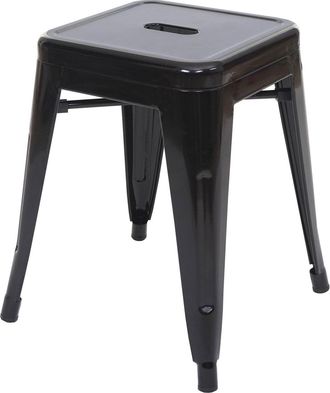Mendler Hocker HWC-A73, Metallhocker Sitzhocker, Metall Industriedesign stapelbar - schwarz
