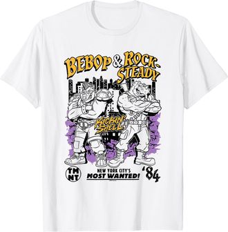 Teenage Mutant Ninja Turtles TMNT Bebop and Rock-Steady Kickin Shell NYC 84 Retro Show T-Shirt