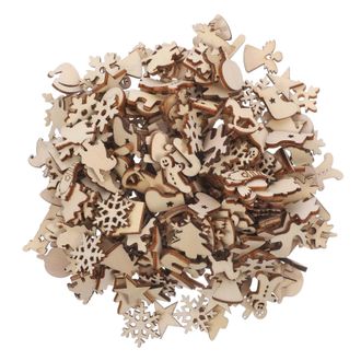 Hemobllo 300 St&uuml;ck Weihnachts Holzanh&auml;nger zum Bemalen Kleine Unvollendete Holzfiguren f&uuml;r Christbaumschmuck DIY Bastelset f&uuml;r Weihnachtsbaum Fenster und Kamin