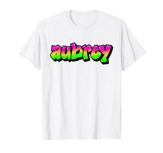 BDAZ Aubrey Graffiti Personalisierter Name Gr&uuml;n Rosa Frauen M&auml;dchen T-Shirt