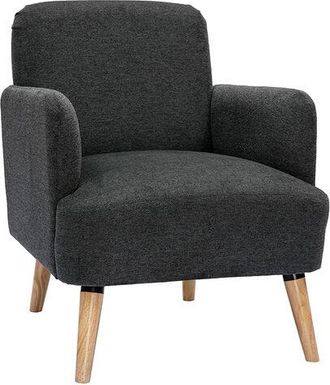 Miliboo Miliboo - Skandinavischer Sessel Stoff mit Samteffekt in Dunkelgrau mit hellem Holz isko