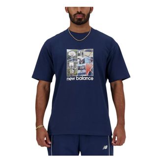 New Balance Homme, Tops, Bleu, Taille: M T-shirt Cotone