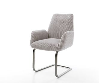 DELIFE Freischwinger Zoa-Flex Cord Silbergrau Freischwinger flach Graphit Taschenfederkern, Esszimmerst&uuml;hle