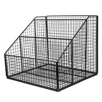 Pretyzoom Briefsortierer und Tisch Buchorganizer aus Verschlei&szlig;festem Eisen Mittlere Gr&ouml;&szlig;e Schwarzer Filigraner B&uuml;cherst&auml;nder f&uuml;r B&uuml;ro und Zuhause