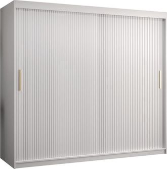 Mirjan24 Kleiderschrank Kirtan Slim I, Schwebet&uuml;renschrank mit 2 Kleiderstangen, Schiebet&uuml;renschrank mit Zierstreifen f&uuml;r Schlafzimmer, Garderobe (Modell 200, 