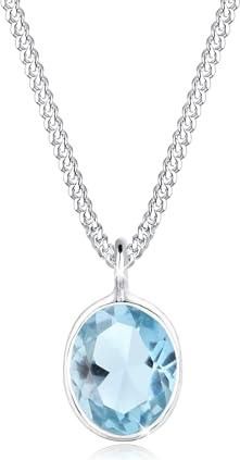 Elli Collier Femme Élégant Ovale avec Topaze Bleu Clair en Argent Sterling 925