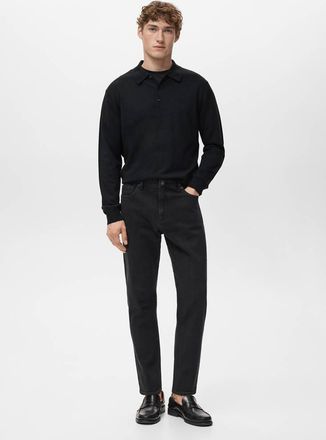 Mango Jean Ben cropped tapered-fit black denim - Homme - 38 - MANGO MAN