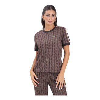 Lacoste Femme, Tops, Brun, Taille: 46 FR T-shirt marron avec Monogramme Jacquard