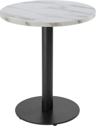 Oviala Oviala - Tisch rund 60 cm schwarzes Bein und weißer Marmorüberzug