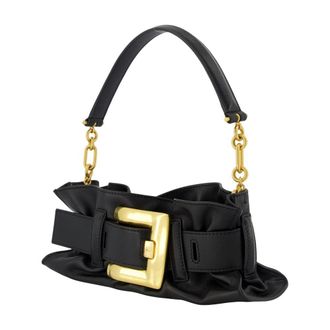 Balmain Womens Anthem Mini Shoulder Bag Black Calfskin