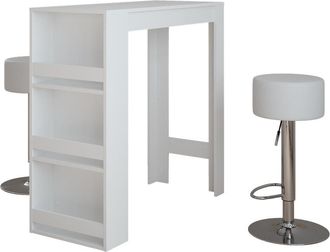 Vicco Bartisch-Set Repose, Weiß, 45 x 110 cm mit 2 Barhockern