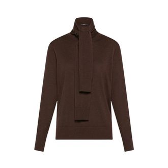 Seventy Merino-Pullover mit abnehmbarem Schal - - Knitwear - Damen - Braun - M