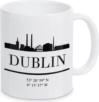 artboxONE Tasse Dublin Ireland Black Skyline Art von Emiliano Deificus - Kaffeetasse Städte