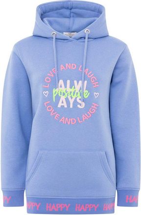 Zwillingsherz Hoodie Always Positive Kapuze, Stickerei, Fronttasche, B&uuml;ndchen-Schriftzug, Langarm