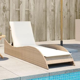 vidaXL Vidaxl - Chaise longue avec coussin beige 60x205x73 cm r&eacute;sine tress&eacute;e