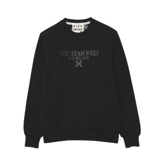 John Richmond Homme, Sweatshirts et sweats &agrave; capuche, Noir, Taille: 2XL Crewneck Logo SweaT-shirt