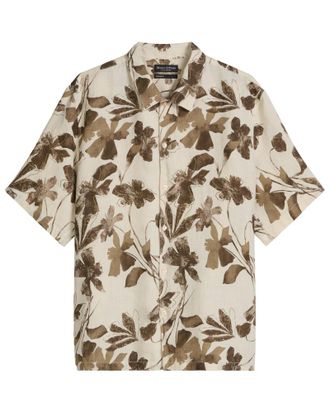 Marc O'Polo Kurzarmhemd aus Leinen mit floralem Print, Regular Fit in