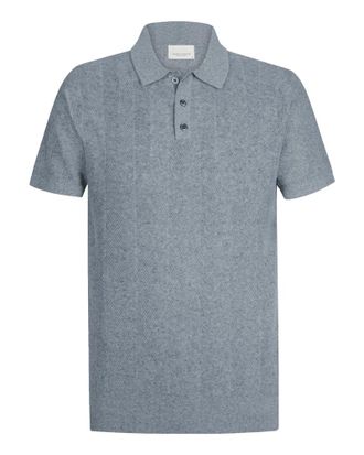 Profuomo Strick-Poloshirt mit Fischgr&auml;tmuster und Leinenanteil in