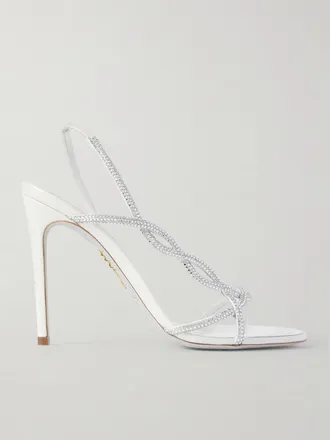 Rene Caovilla Sandales &Agrave; Brides Arri&egrave;re En Satin &Agrave; Cristaux - Blanc