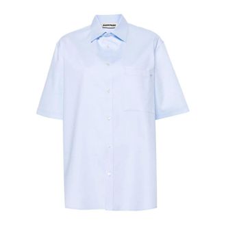 Darkpark Kurz&auml;rmeliges Hemd mit Knopfleiste - - Blouses & Shirts - Damen - Blau - XS