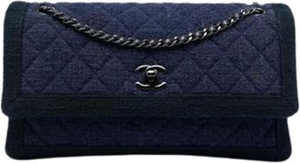 Chanel Sac bandouli&egrave;re vintage en tweed pr&eacute;-poss&eacute;d&eacute; - Femme - Pre-owned - Bleu - Taille: ONE Size