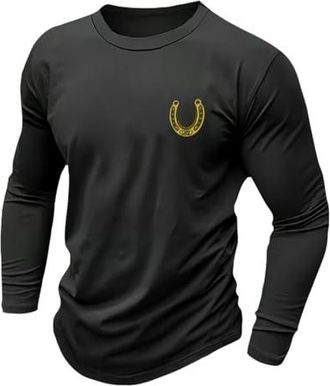 Generic T-shirt &agrave; manches longues et col rond pour homme - Couleur unie - Style d&eacute;contract&eacute; et tendance, Noir-c, 3XL