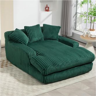 Generic Moderne Wolkencouch, Cord-Schlafsofa, rahmenloses Sofa, mit 3 Kissen, einsitziges Bodensofa, kein Zusammenbau erforderlich, for Wohnzimmerwohnung(Verd