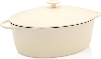 Krüger Krüger Gusseisen Gansbräter mit Deckel - emailliert - hohe Hitzebeständigkeit und sehr gute Wärmespeicherung - für alle Herdarten inkl. Induktion geei