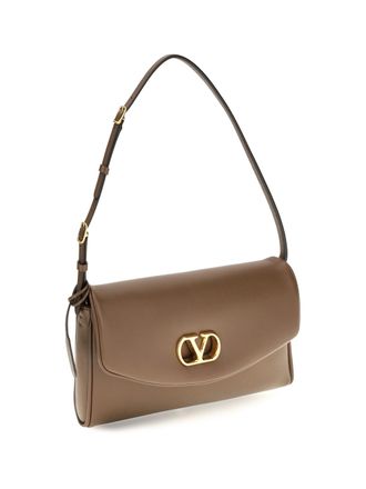Valentino Garavani Womens Devain Leather Shoulder Bag Wood Brown Calf Bos Taurus