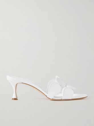 Manolo Blahnik Mules En Cuir Haribalmu 50 - Blanc