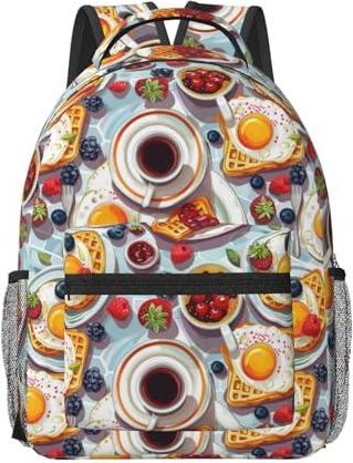 Generic D&eacute;licieux Petit-D&eacute;jeuner Sac &Agrave; Dos Antivol Cartable Scolaire L&eacute;ger Cartables Scolaires Pour Pc Randonn&eacute;e Homme 29X40Cm