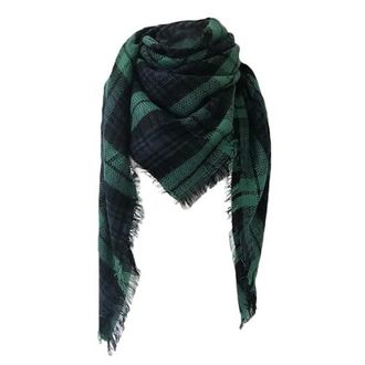 Generic &Eacute;charpe &eacute;l&eacute;gante en tricot pour femme - En cachemire doux et chaud - Motif &eacute;cossais - Pour le bureau et les loisirs, vert, taille unique