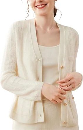 Generic Cardigan dhiver doux et confortable &agrave; col en V ouvert pour femme - V&ecirc;tement dext&eacute;rieur en tricot chaud - Amincissant - Polyvalent, blanc, Taille XS