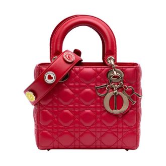 Dior Pre-owned Strukturierte Lederhandtasche mit Henkel und dekorativen Anh&auml;ngern - - Pre-owned - Damen - Rot - ONE SIZE