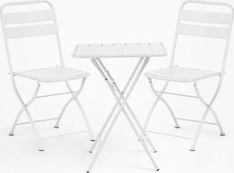 Sklum Sklum - Ensemble avec une Table Pliante (60X60 cm) & 2 Chaises Pliantes Janti Blanc