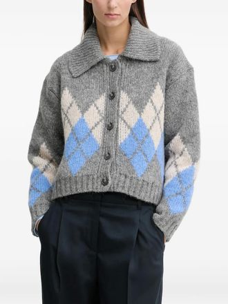 Marc O'Polo cardigan &agrave; losanges - Gris