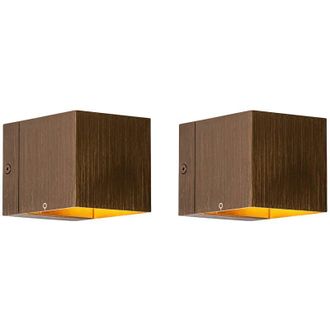 QAZQA transfer - LED Dimmable Applique murale variateur inclus - 2 pi&egrave;ces - L 8 cm - Bronze - Moderne - &eacute;clairage int&eacute;rieur - Salon I Chambre I