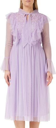 Frock and Frill Damen Blumenstickerei Kleid für besondere Anlässe, Flieder, 34