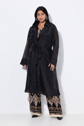 Ulla Popken Sommerjacke Mantel A-Linie Reverskragen Organza
