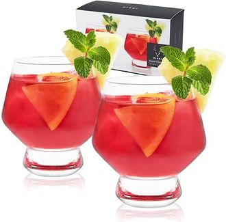Viski 6448 Raye: Footed Punch Cups Home & Kitchen, Glass, 8 ounces, Klar