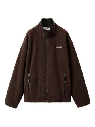 Miu Miu Jacke mit Logo-Stickerei - Braun
