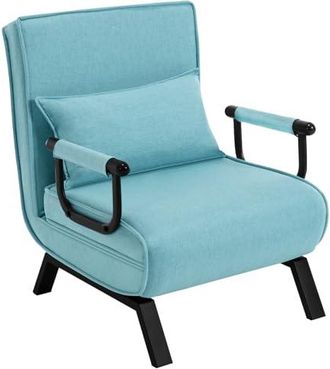 Woltu Fauteuil Lit 1 Place Convertible, Canap&eacute; Lit Convertible 3 en 1, avec Dossier R&eacute;glable en 5 Positions, Fauteuil Salon, Oreiller Amovible, Si&egrave;ge Rembou